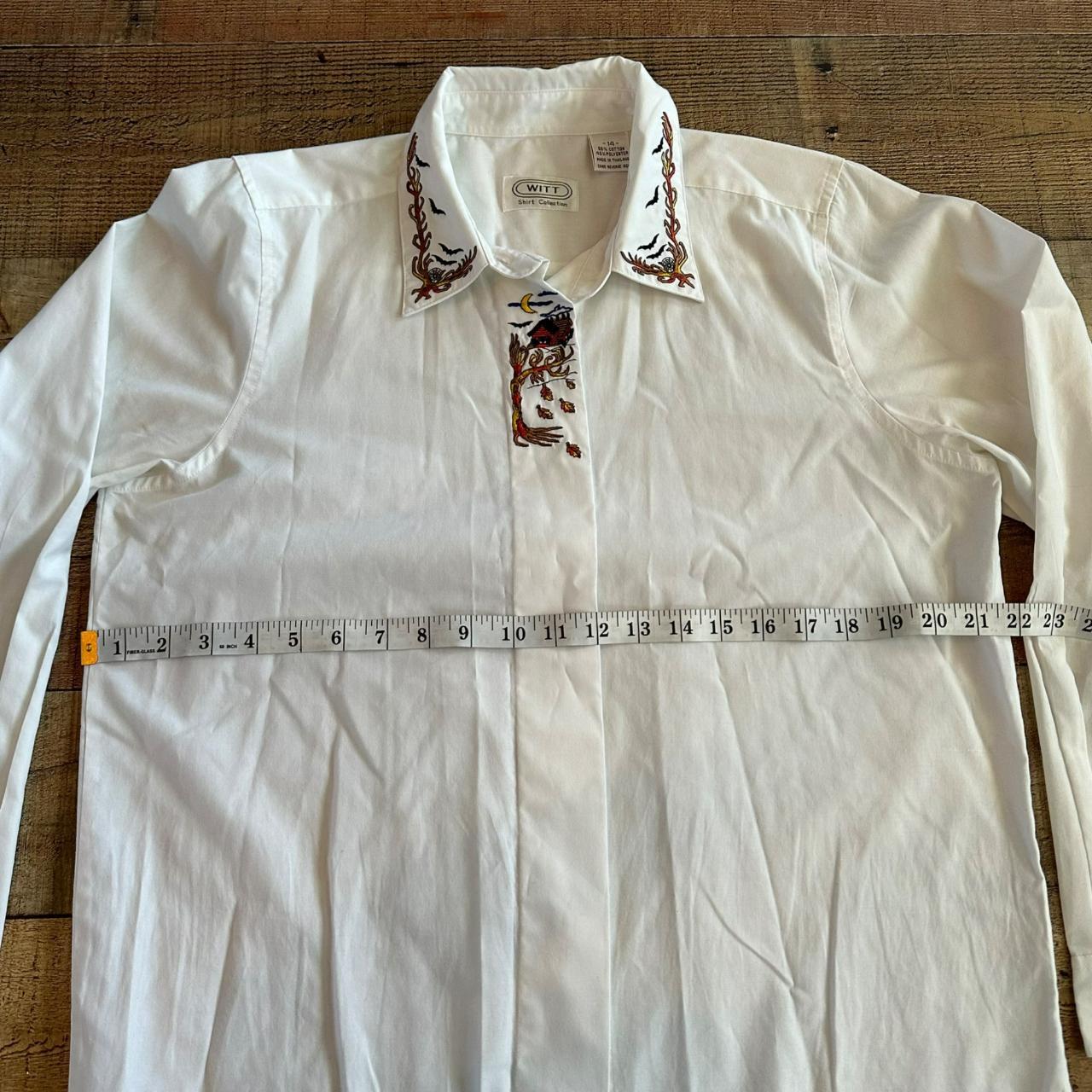 Witt white long sleeve embroidered button down shirt... - Depop