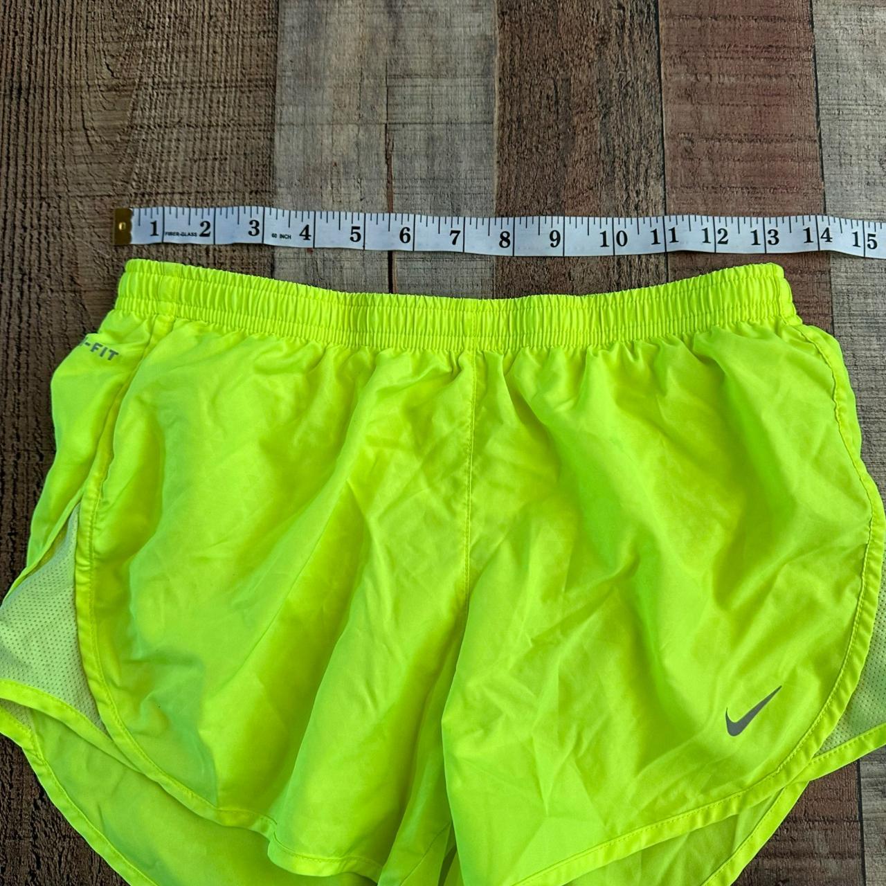 Nike Women's Neon Yellow Dri-Fit Lined Runng Shorts... - Depop