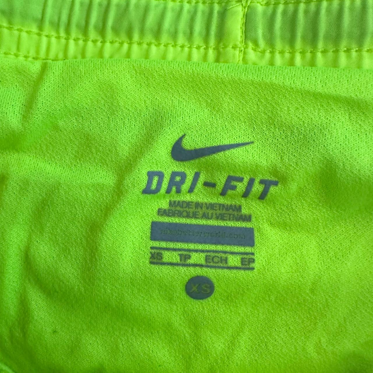 Nike Women's Neon Yellow Dri-Fit Lined Runng Shorts... - Depop