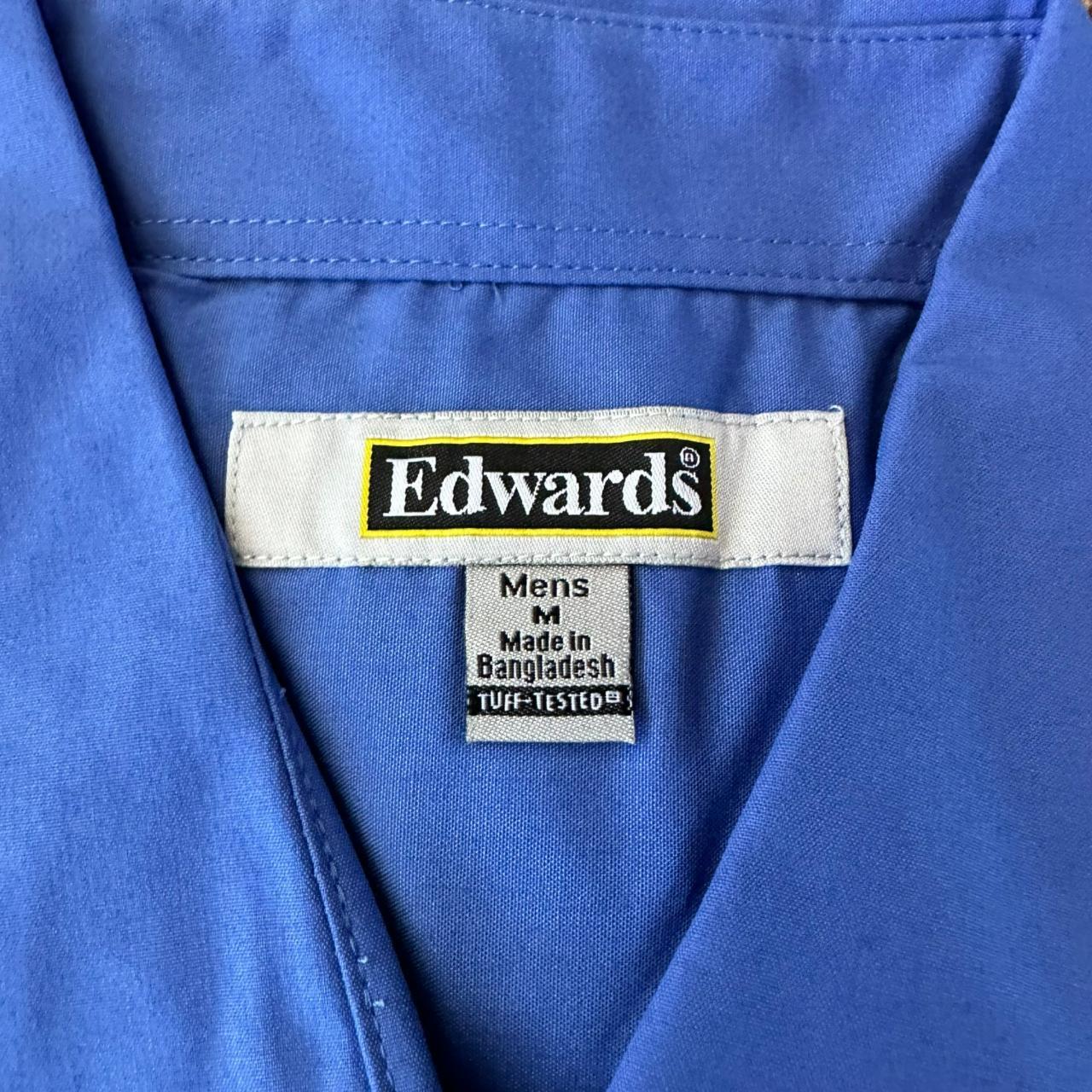 Edwards Men's Blue Short Sleeve Button Down Work... - Depop