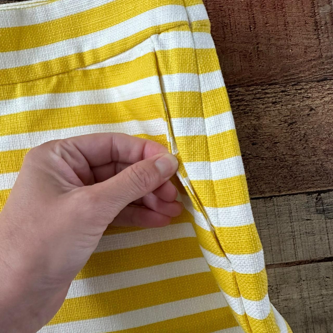 J Crew Womens Yellow And White Striped Hi Rise 4 Depop