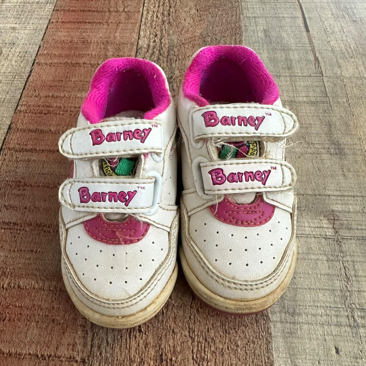 Vintage 90’s rare Barney the dinosaur shoes toddler... - Depop