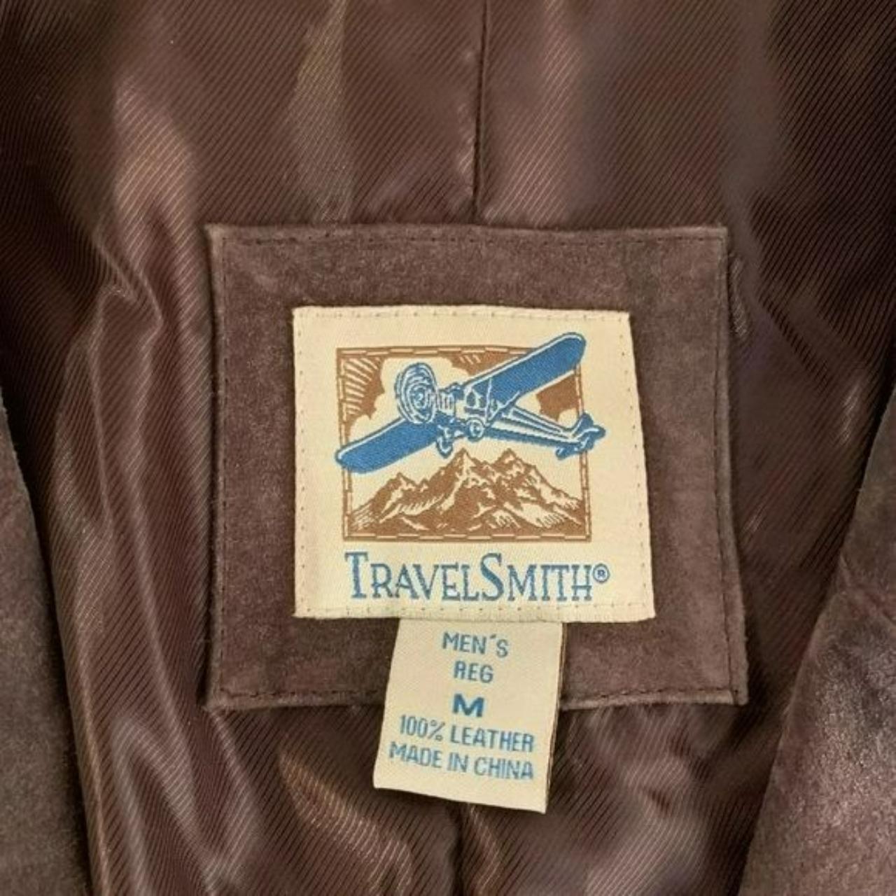 Vintage Travelsmith Leather Jacket Brown Buttons... - Depop