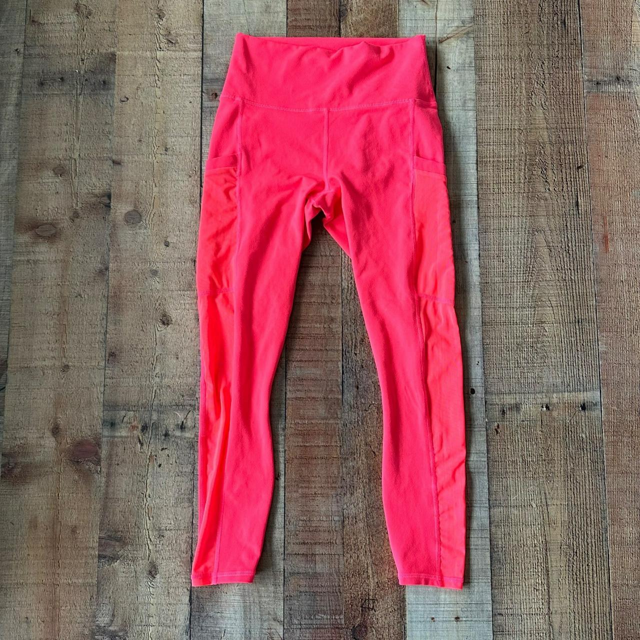 Fabletics Powerhold High-Waisted Neon Pink Leggings... - Depop