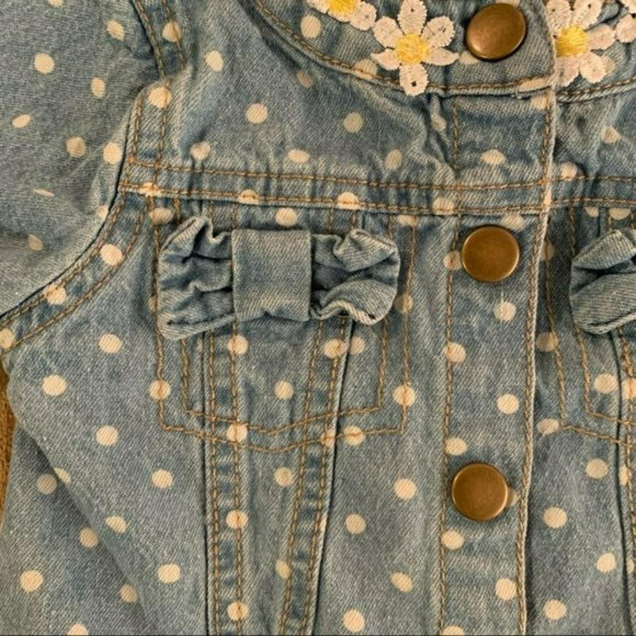 Little lass baby girls blue denim jacket white polka... - Depop
