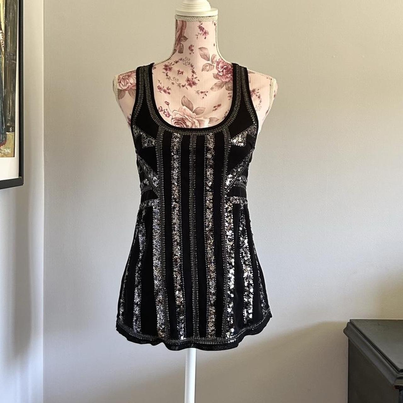 2000s Sequenced tank top Express McBling shiny cross... - Depop