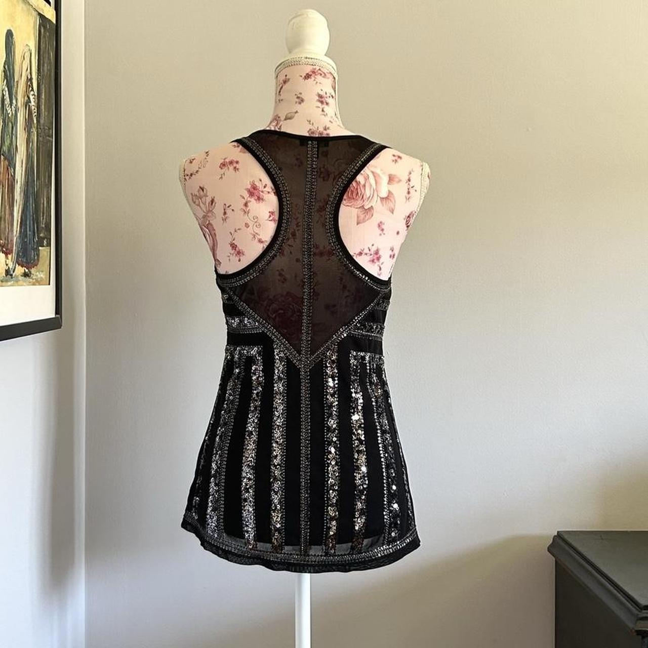 2000s Sequenced tank top Express McBling shiny cross... - Depop