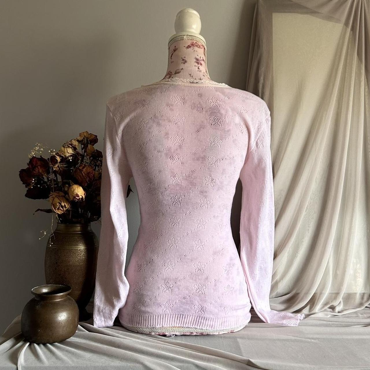 Vintage pink lace sweater long sleeve ♡༺☆༻♡ ☆... | Depop