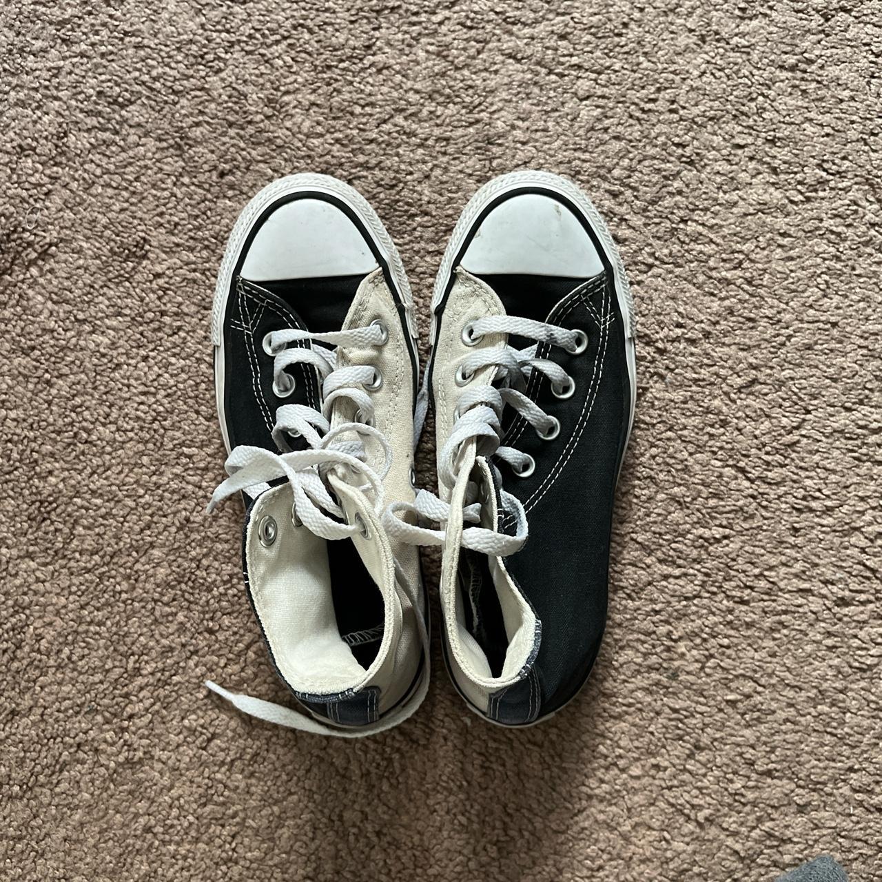 custom converse black & white - Depop