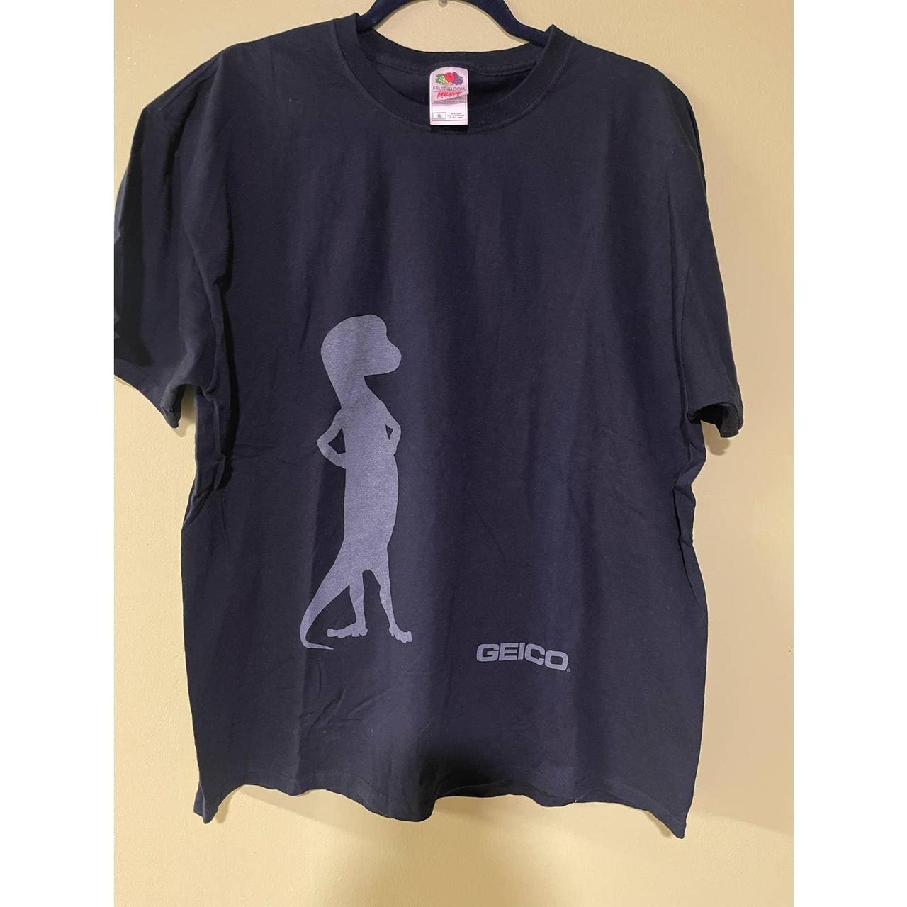 Geico T-shirt black with gray gecko on front and... - Depop