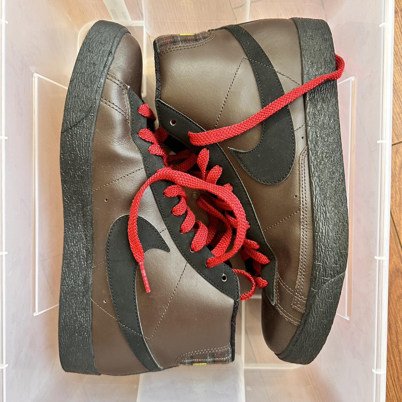 Brown Nike blazer with red shoe strings - Depop