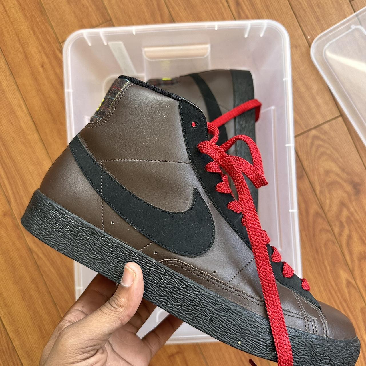 Brown Nike blazer with red shoe strings - Depop