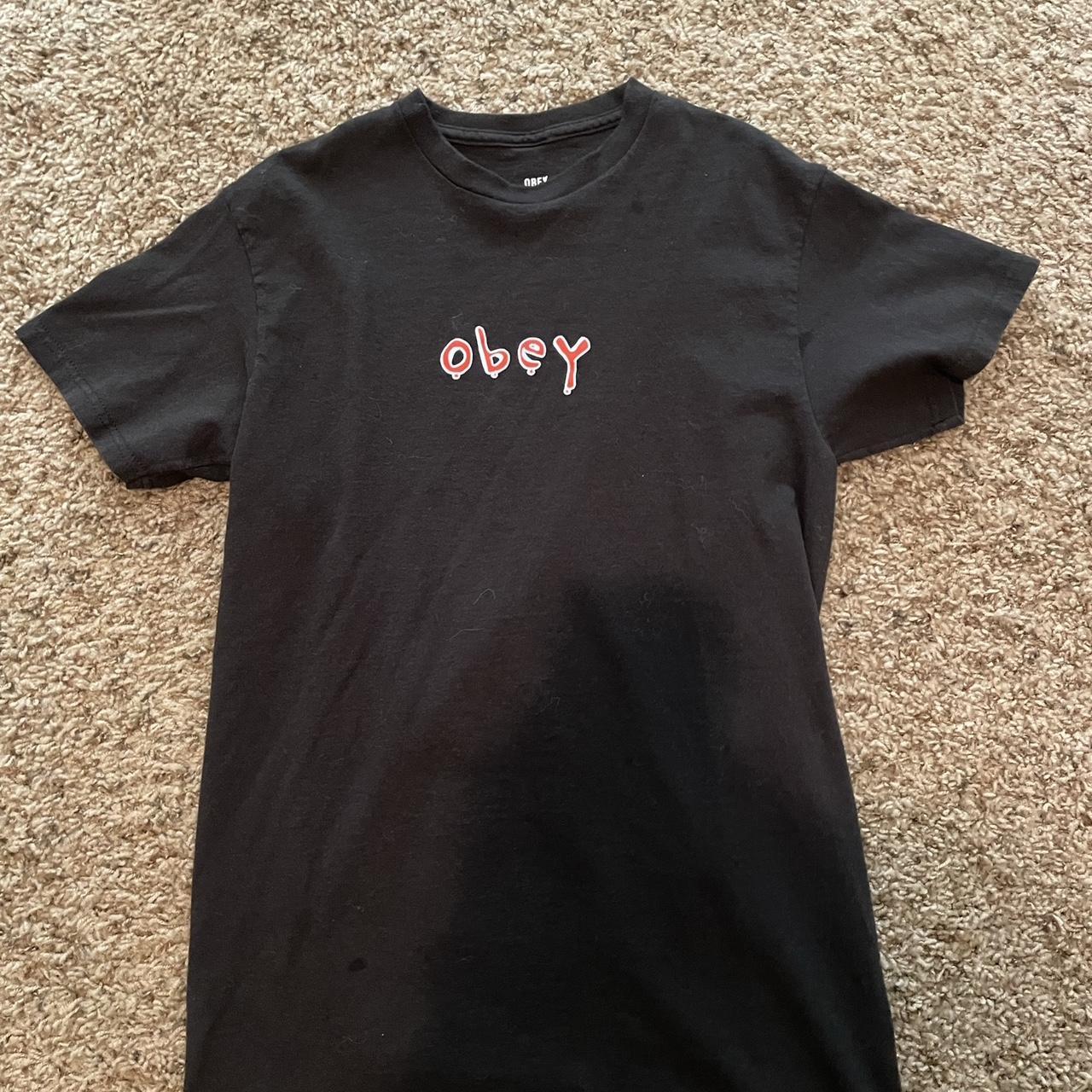 size S women’s obey shirt #obey - Depop