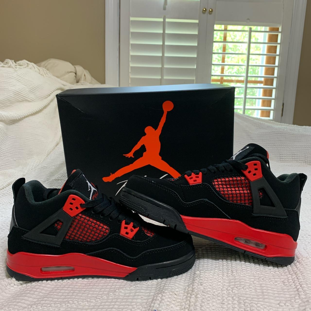 Jordan Black and Red Trainers | Depop
