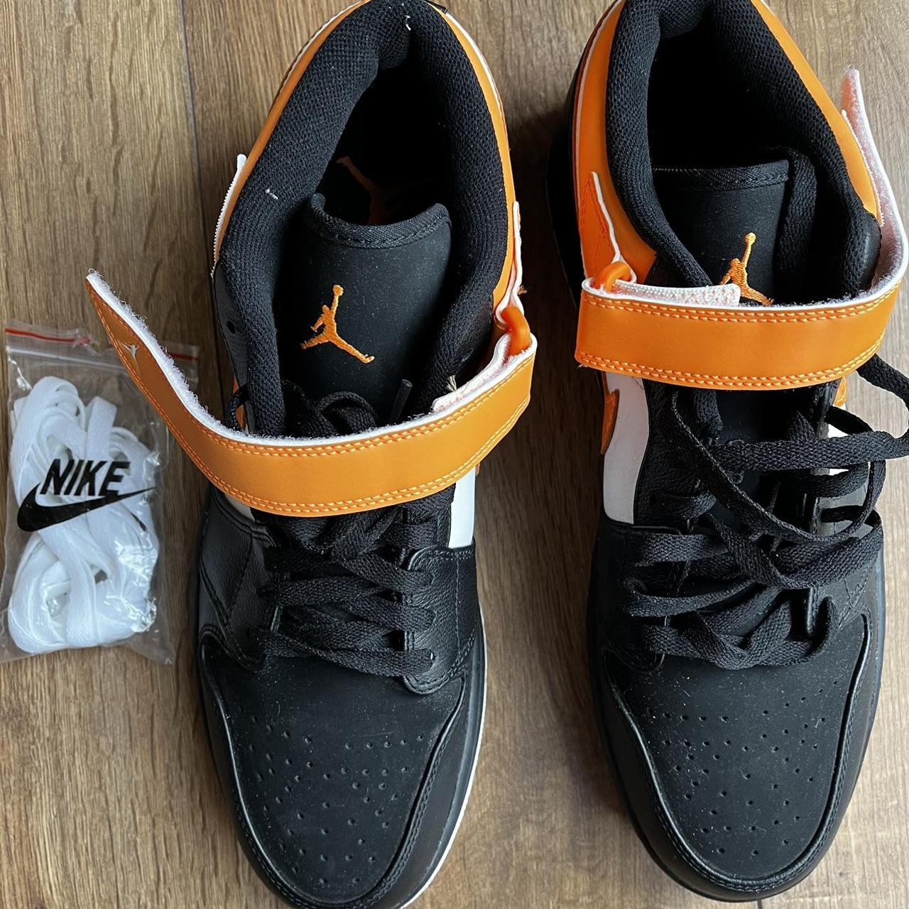 AIR Jordan 1 strap Low Black And Citrus Orange -... - Depop