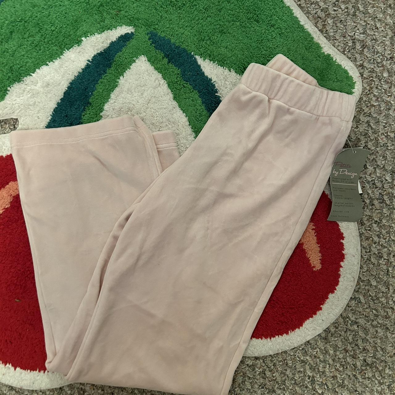🌸 super cute NWT blush pink velvet sweatpants by... - Depop