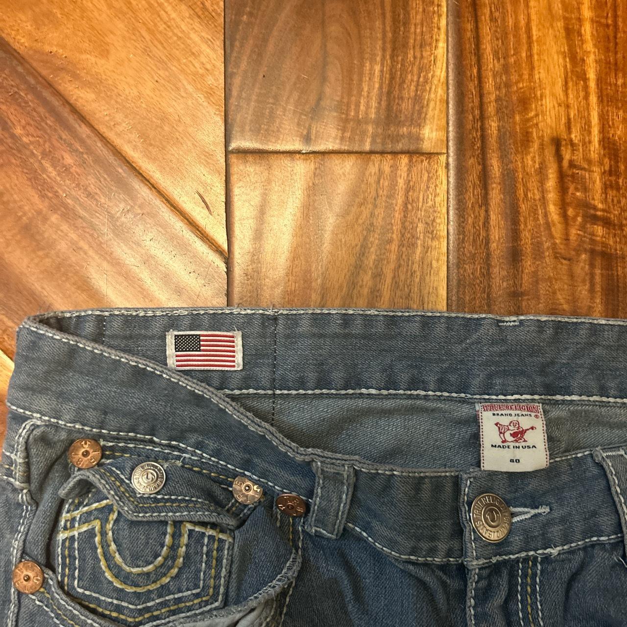 SUPER SICK BAGGY TRUE RELIGIONS 40x32 9.75 inch leg... - Depop