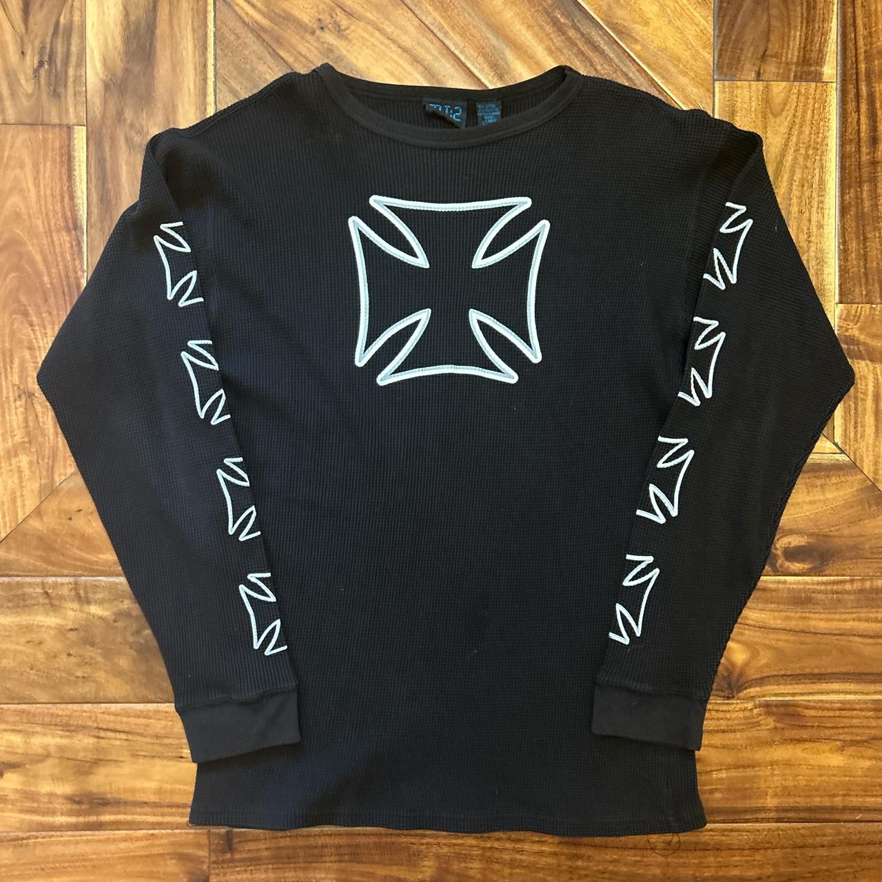 CRAZY 90S GRUNGE WAFGLE KNIT THERMAL From my dads... - Depop