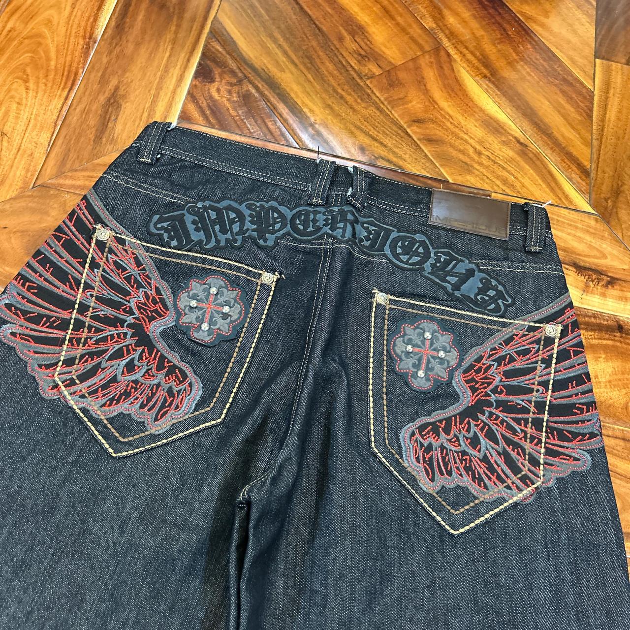 Imperious delf Cybery2k baggy jorts 36x14.5 13.25... - Depop