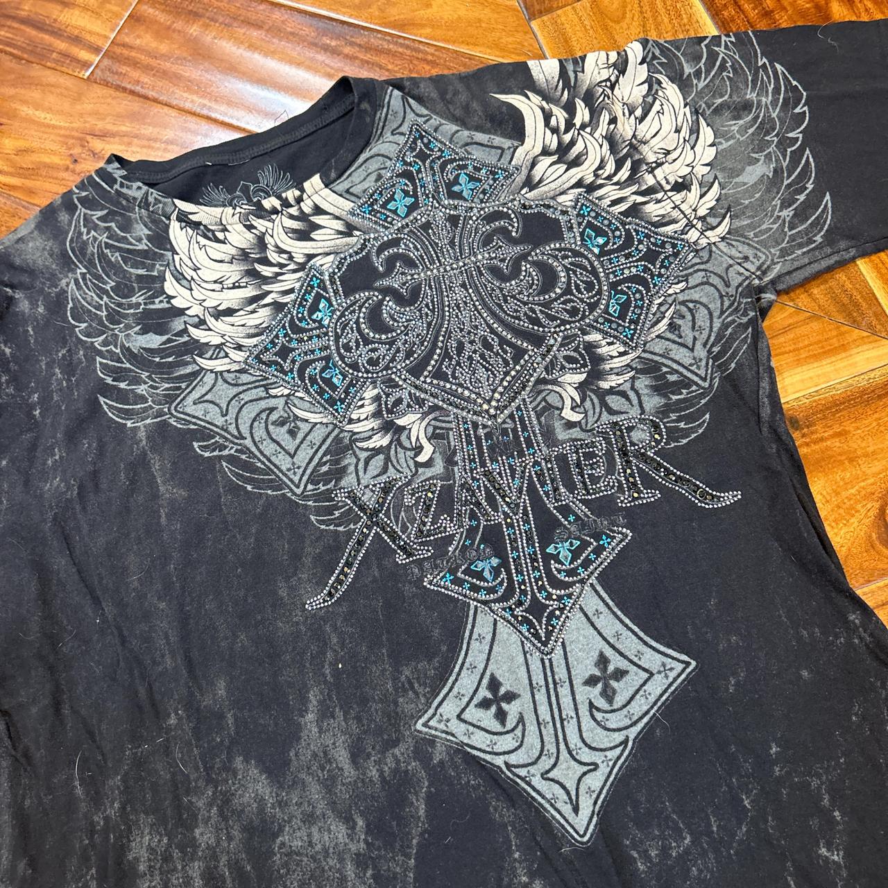 Insane Y2K grail Xzavier tee Rhinestones wings... - Depop