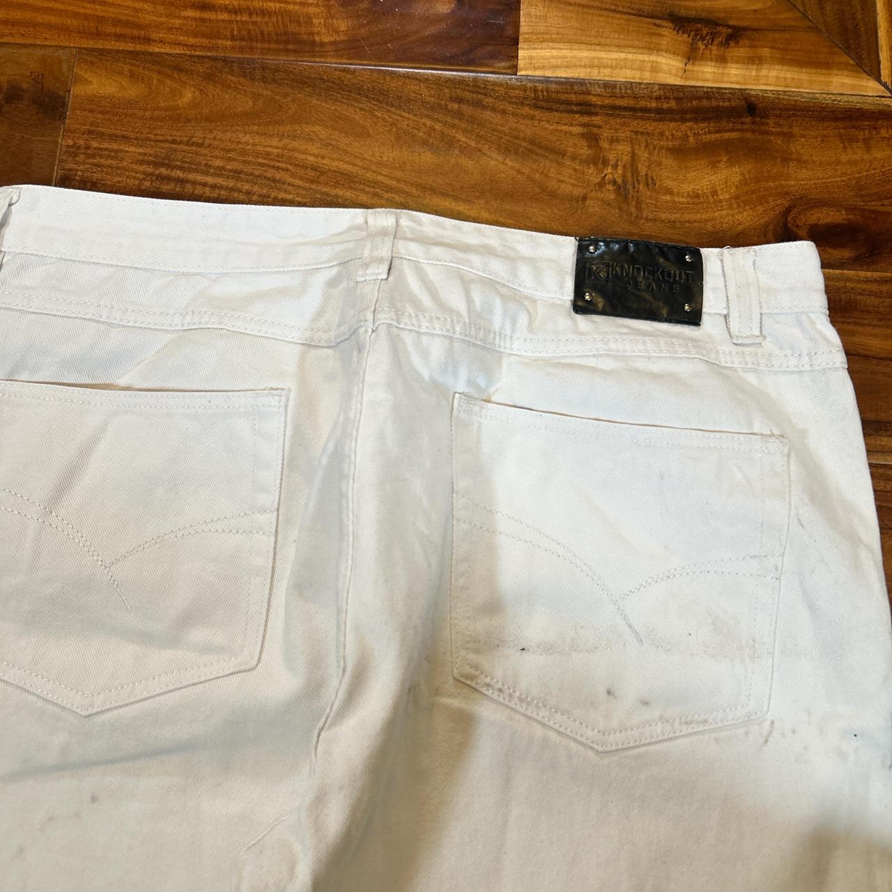 Y2K baggy white knockout jeans 40x30 10 inch leg... | Depop