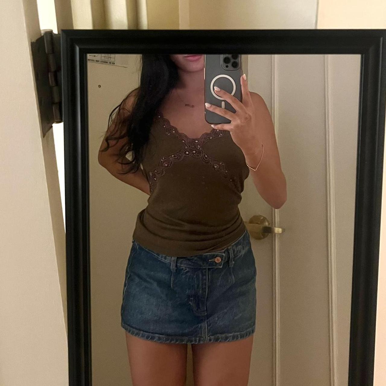Apostrophe Brown Lace Tank Top Super soft material... | Depop