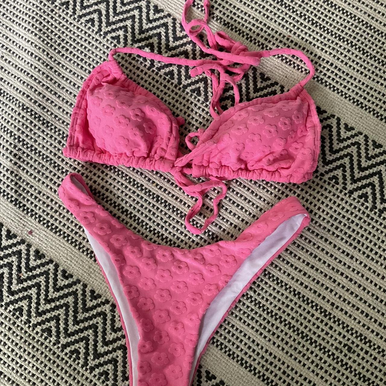 Shein fluffy textured pink bikini never worn. Such a... - Depop