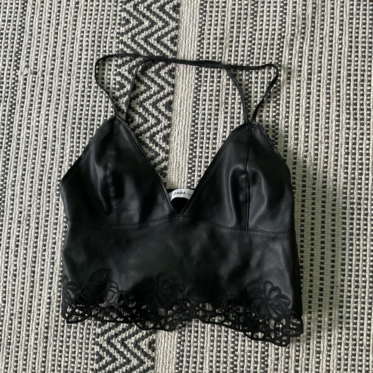 Zara leather cross back top. Message me for more... - Depop