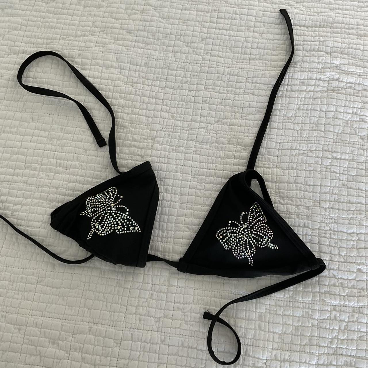 Butterfly rhinestone bikini top great for raves as... - Depop