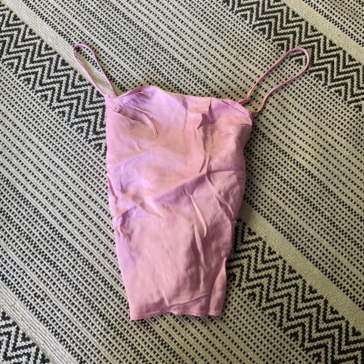 Crossover back pink satin top from Zara. NWOT.... - Depop