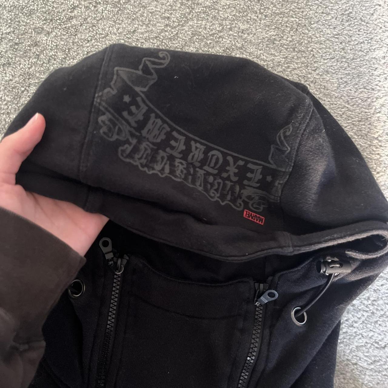 graphic marvel black zipup size large sick designs... | Depop