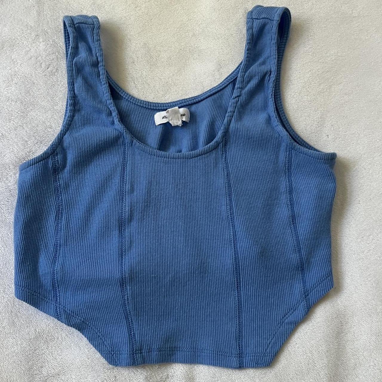 Blue corset top ★Dainty crop top that resembles a... - Depop