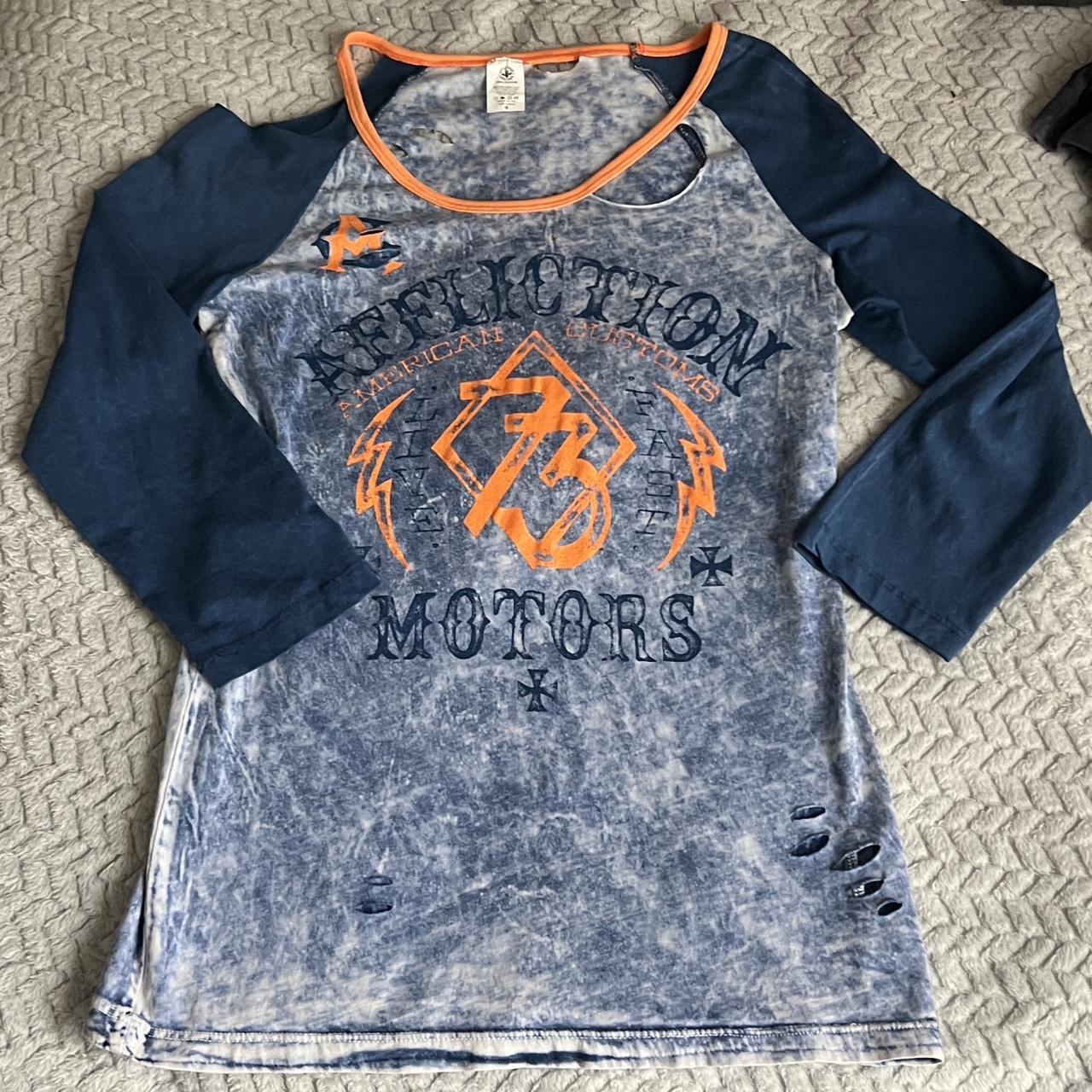 Affliction shirt ★Blue affliction long sleeve the... - Depop