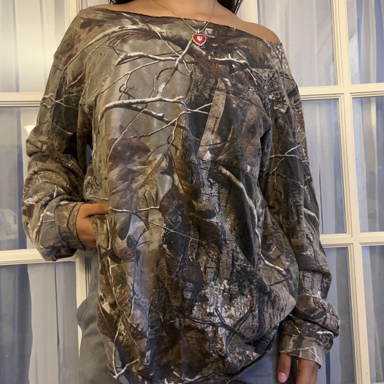 Off the shoulder camo long sleeve ★Has pocket... - Depop