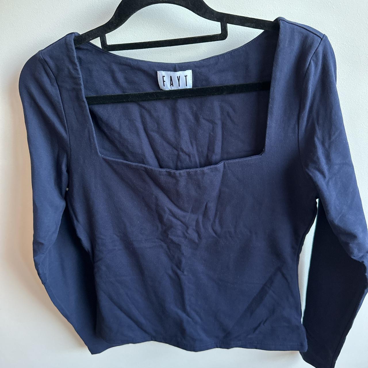 Fayte the label long sleeve navy blue top with... - Depop