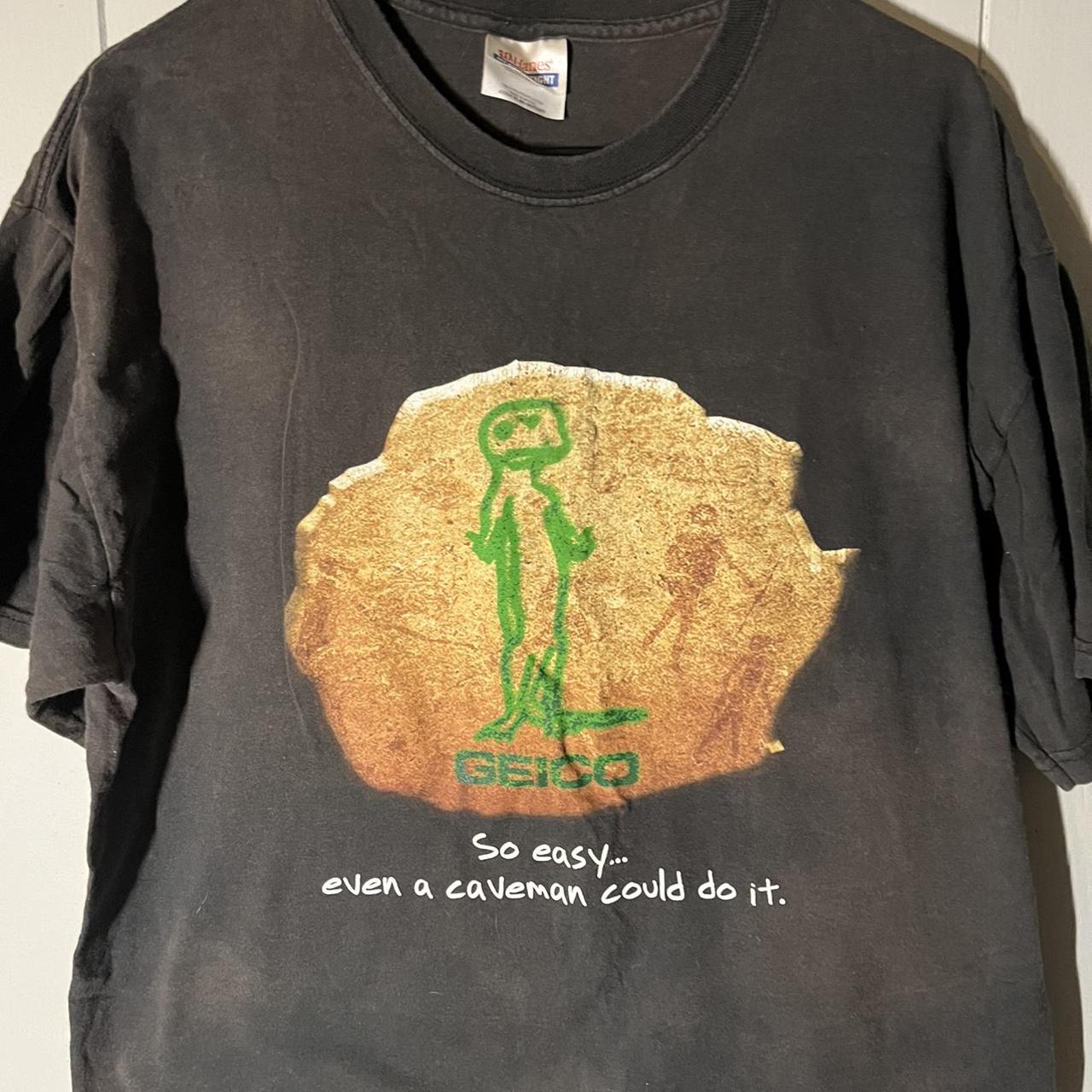 Vintage Black 2004 Geico Caveman Tee. On Hanes... - Depop