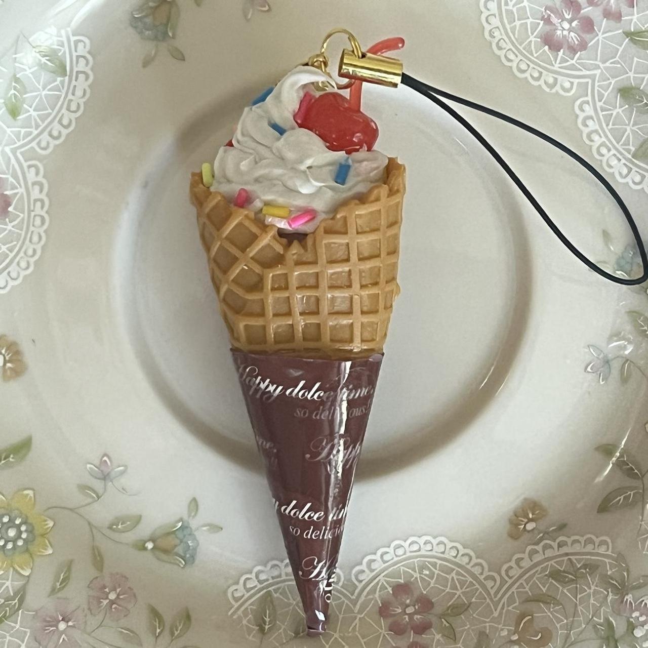 deco den icecream waffle cone keychain handmade... - Depop