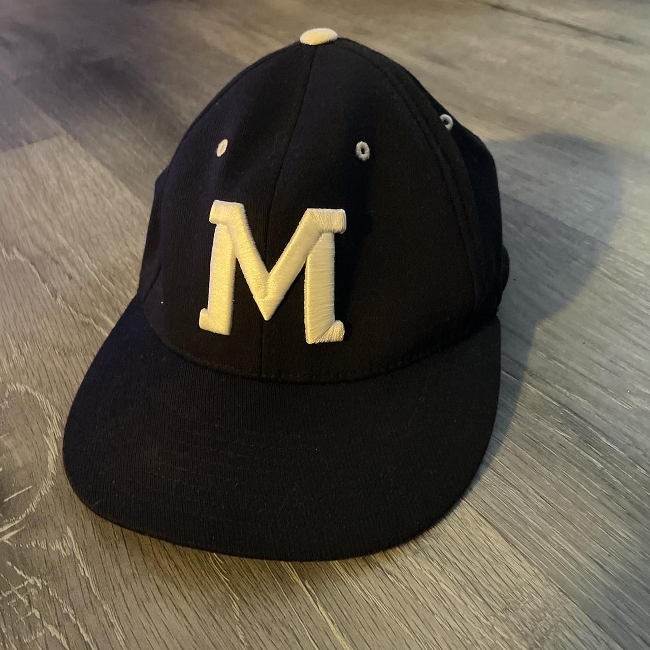 All Black 2000s Baseball Cap with Embroidered “M”... - Depop