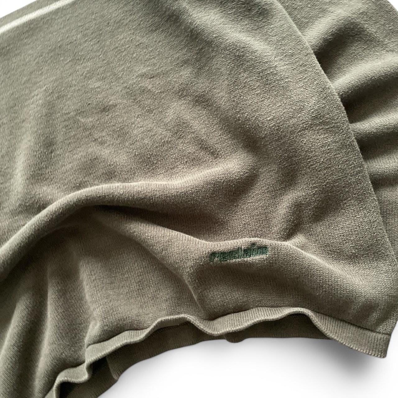 Y2K Dark Green Striped Knitted Sweater Earthtone... | Depop