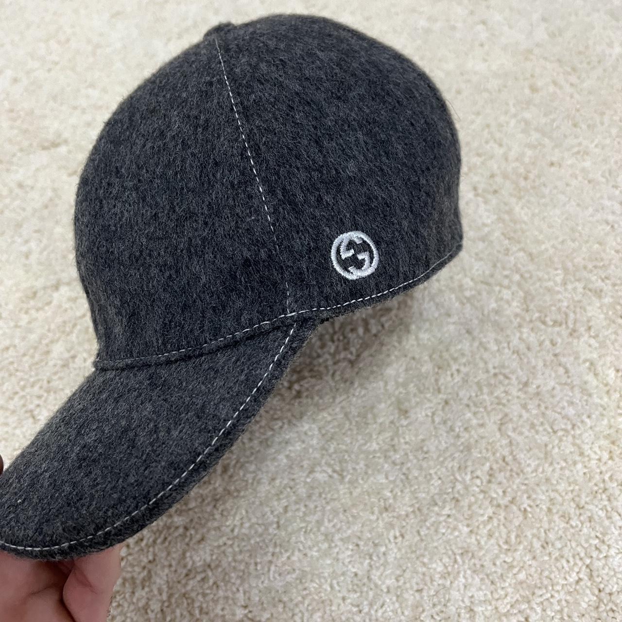 Gucci Grey wool baseball cap with web XL - Depop