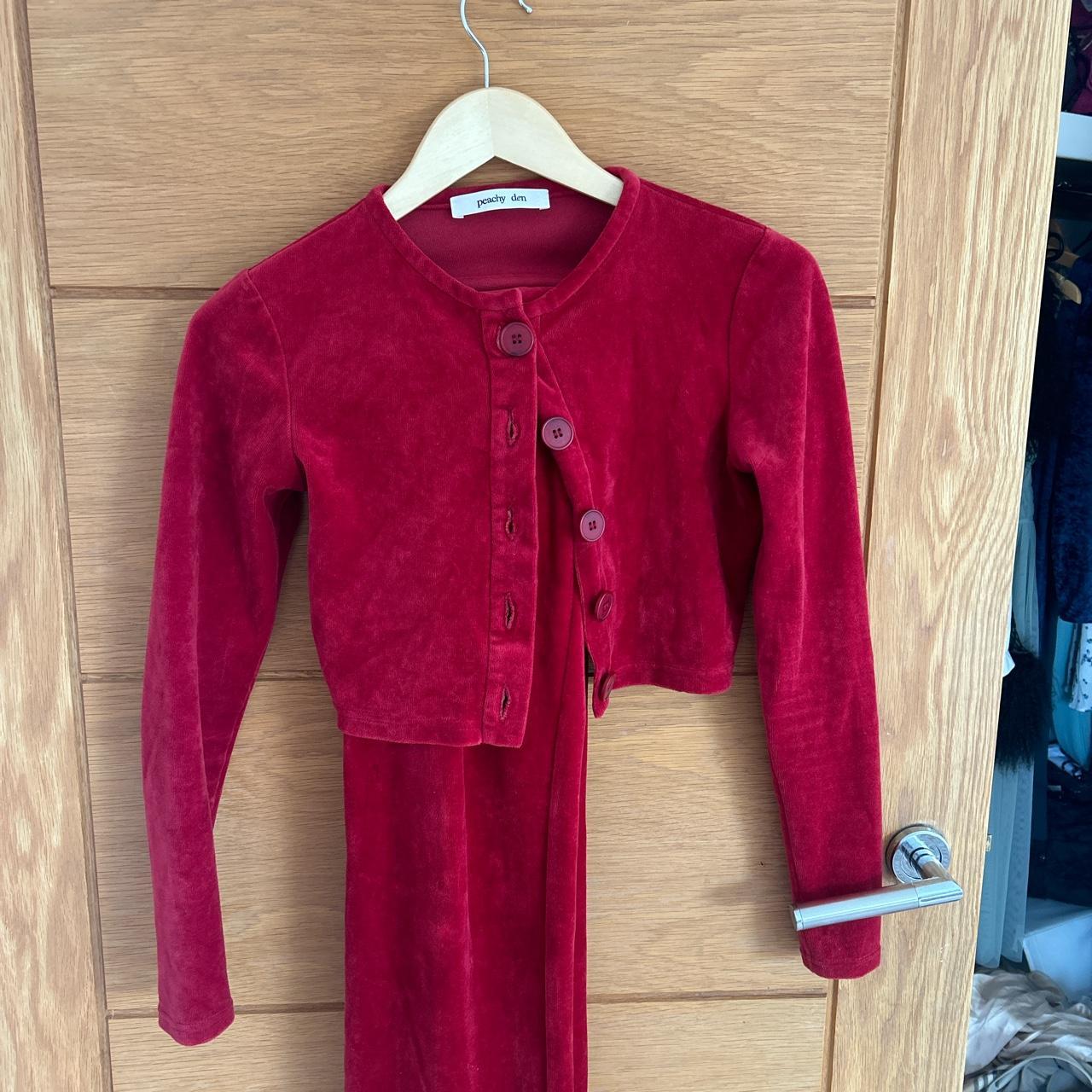 message me before buying * peachy den red velour... - Depop
