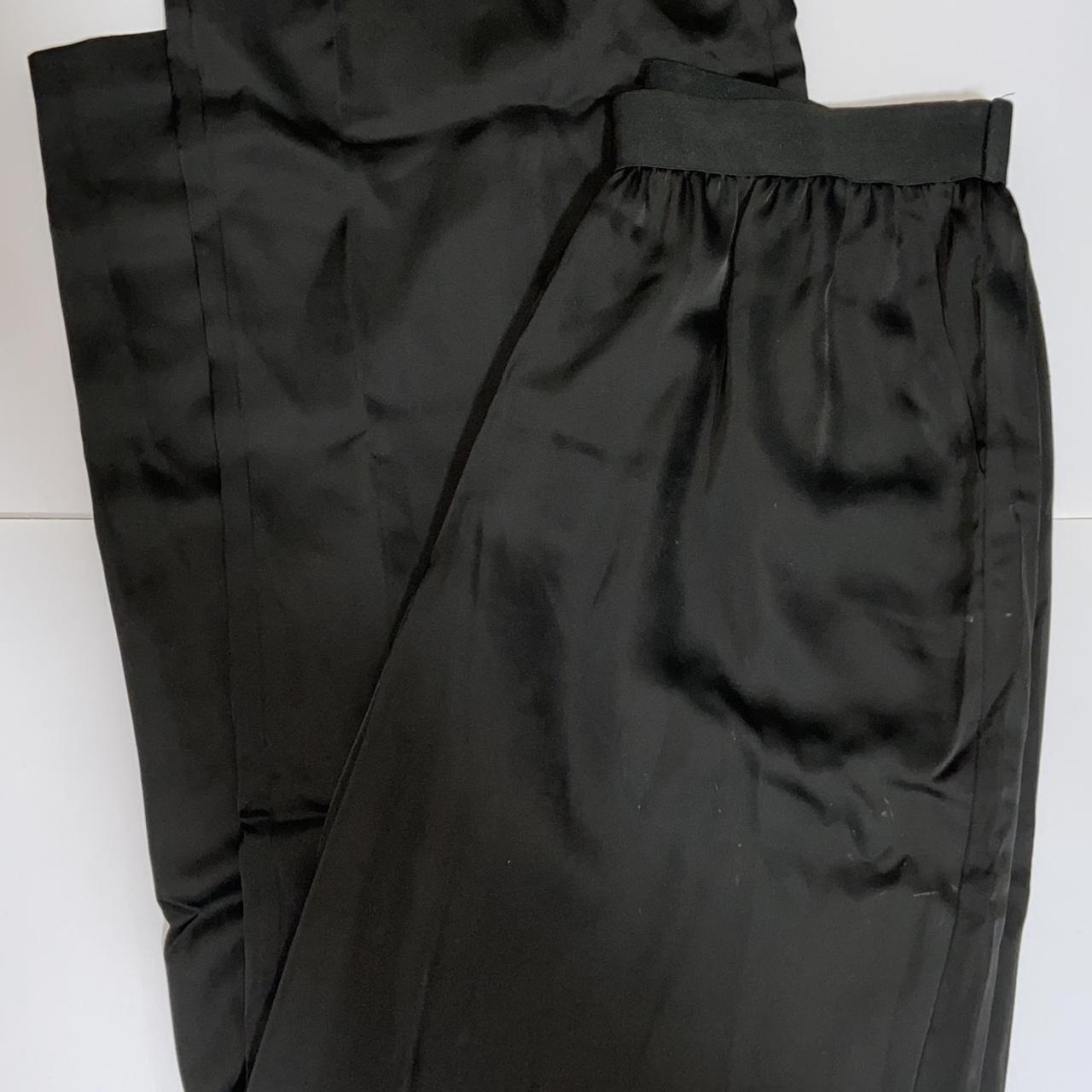 Wide Leg Black Satin Trousers - Elastic Waist Still... - Depop