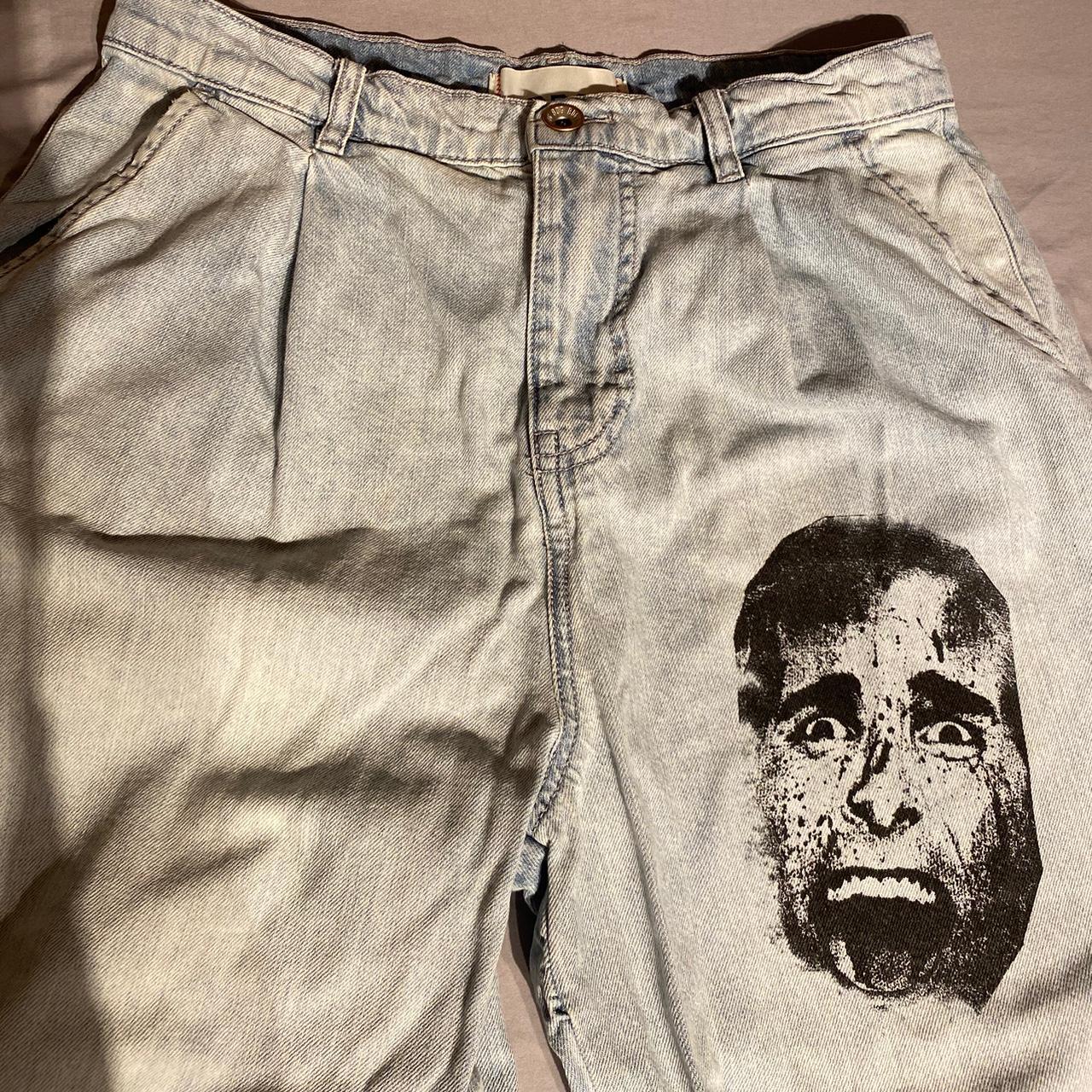 weird ah jeans printed by me on BDG jeans patrick... | Depop