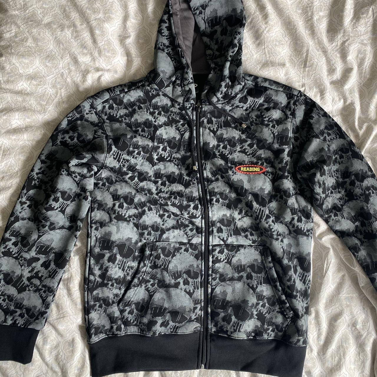 Affliction Men's Black and Grey Hoodie | Depop