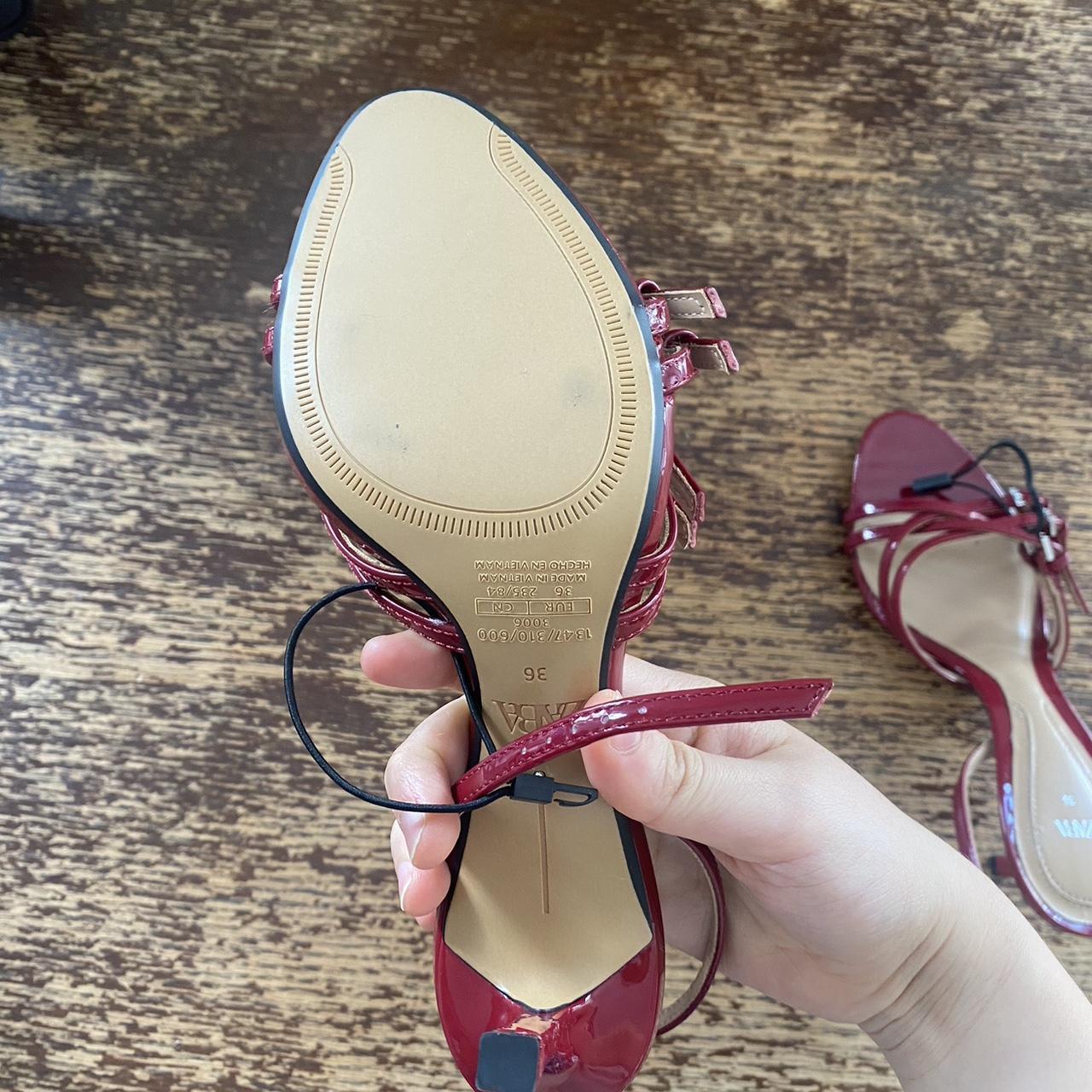 Crimson red kitten heel from Zara Brand new, never... - Depop