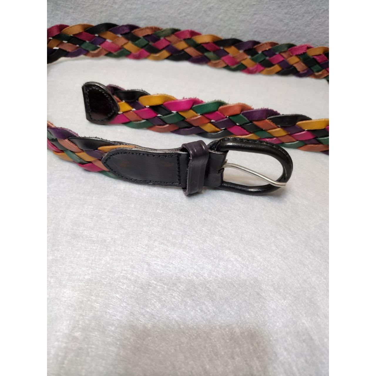 Omega Multicolor Braided Leather Belt, Size L, Black... - Depop