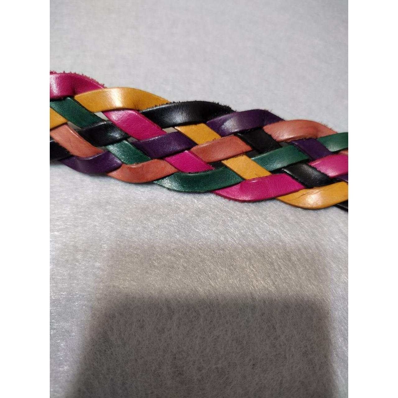 Omega Multicolor Braided Leather Belt, Size L, Black... - Depop