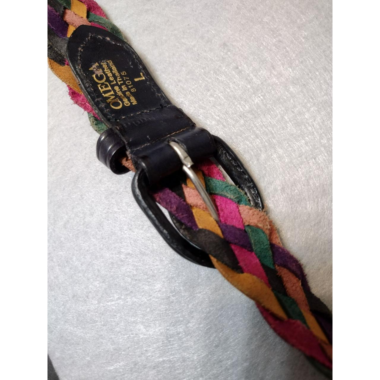 Omega Multicolor Braided Leather Belt, Size L, Black... - Depop