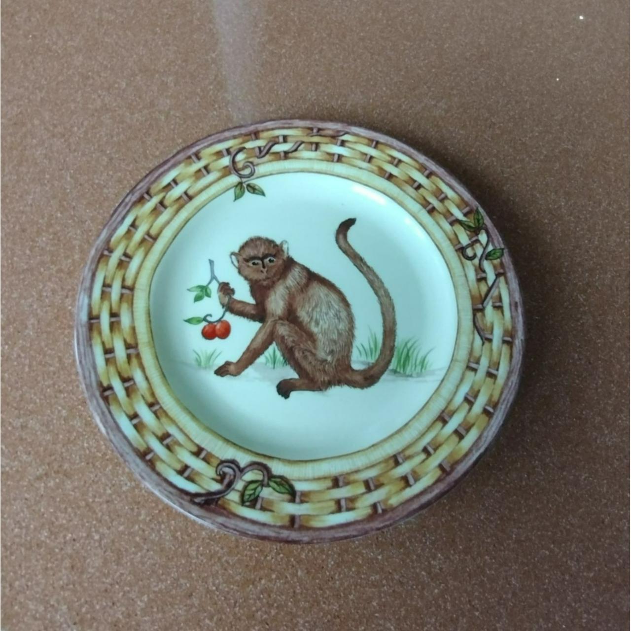 Vintage American Atelier Monkey Plate, Porcelain 8"... - Depop