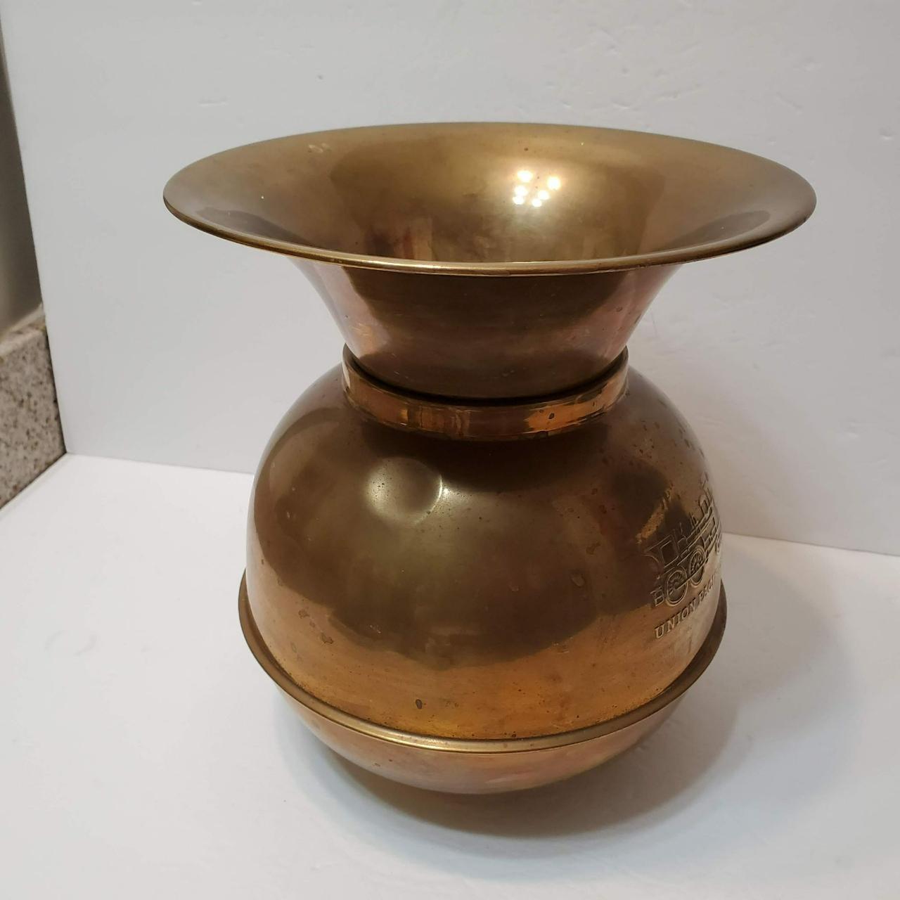 Vintage brass spittoon from Union Pacific Railroad,... - Depop